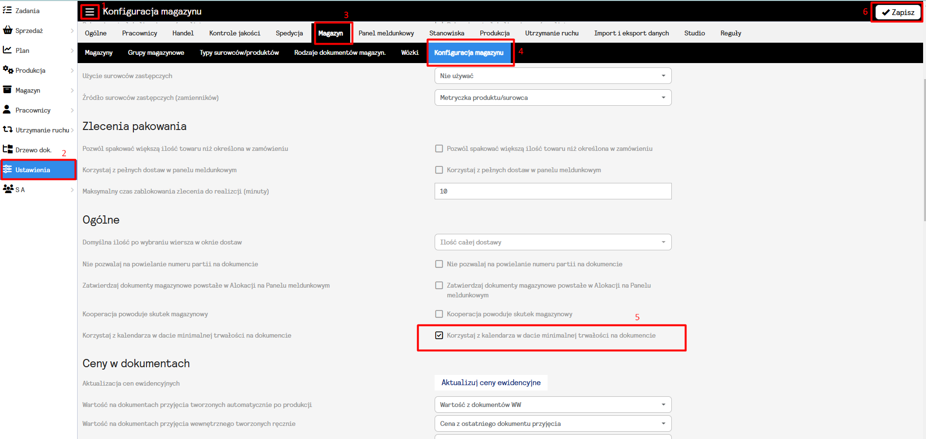 Konfiguracja i obsługa pola "Data minimalnej trwałości" na dokumentach magazynowych - Optimakers